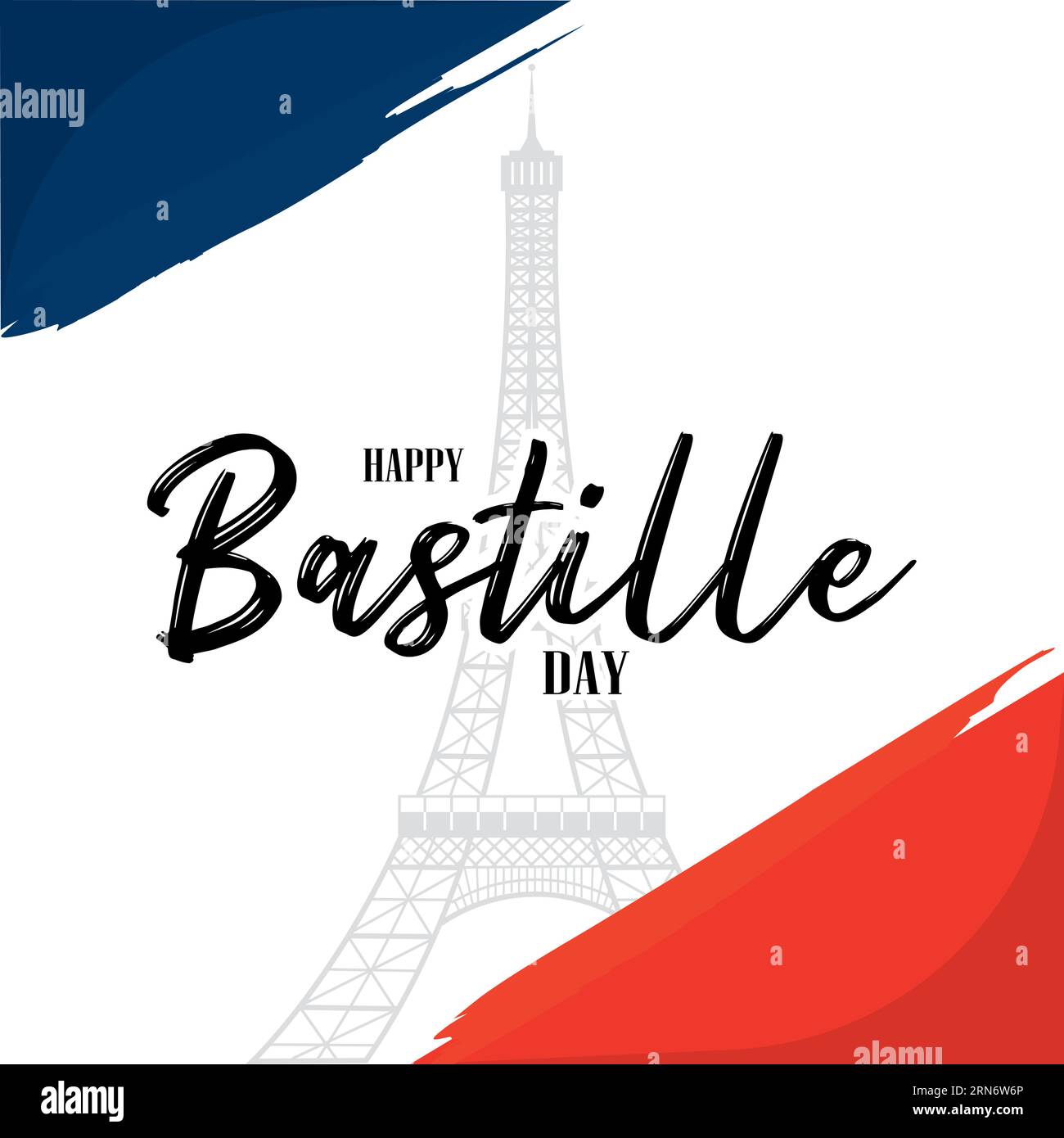Happy bastille day template with eiffel tower landmark on background ...