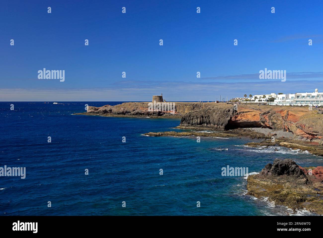 Torre Del Aguila-Castillo De Las Coloradas tower on headland with ...