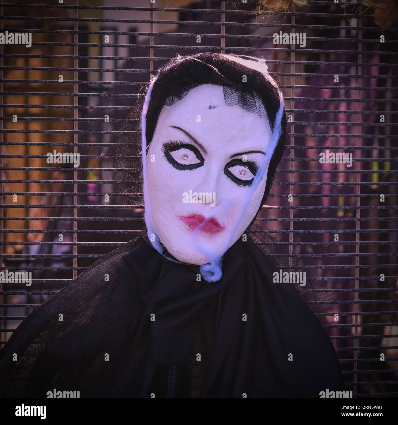 Bloodless face of creepy vampire girl doll. Horror vintage face zombie ...