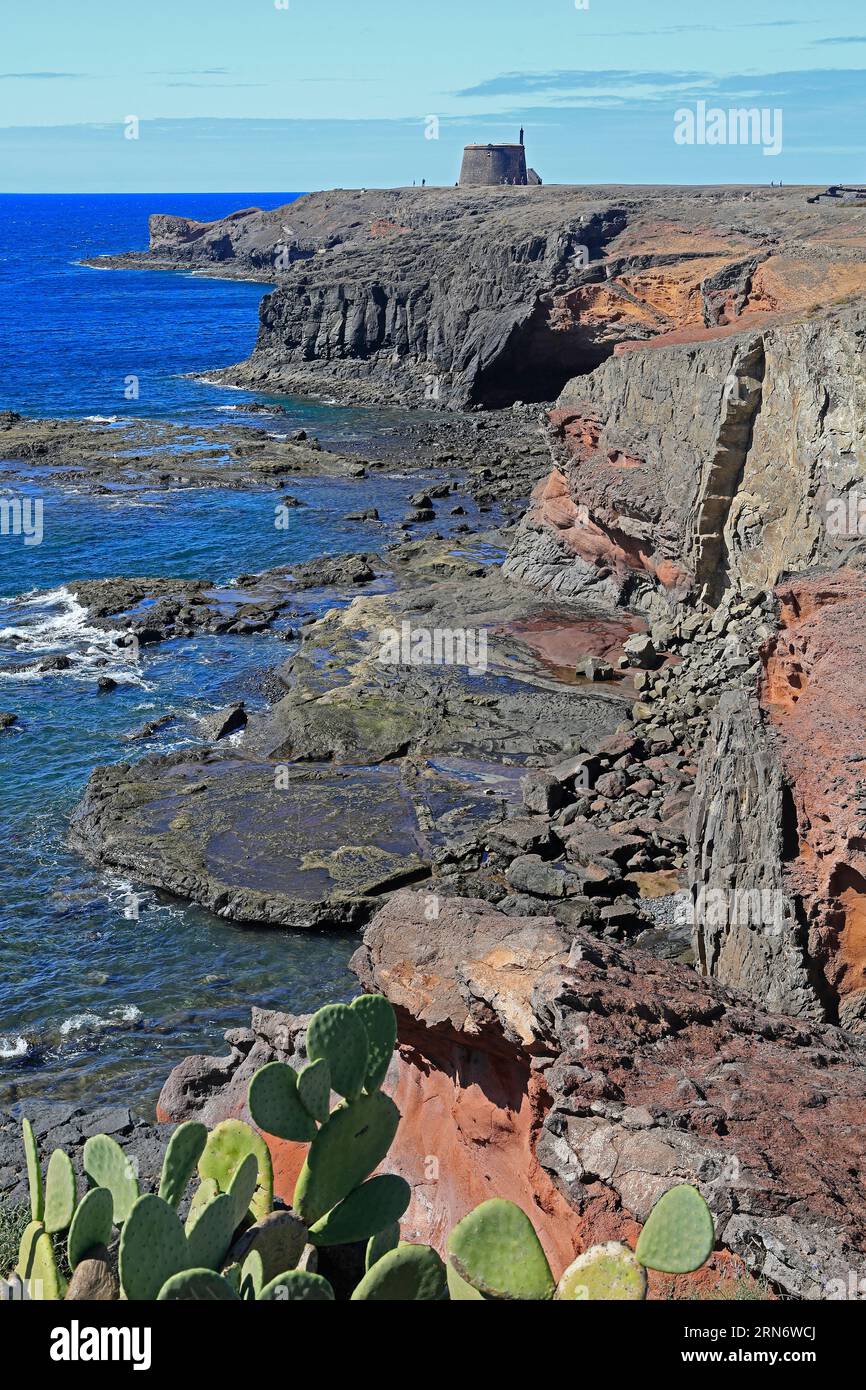 Torre Del Aguila-Castillo De Las Coloradas tower on headland with ...