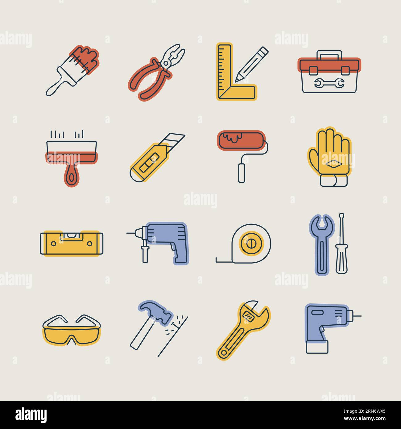 Building, construction and home repair tools icons. Graph symbol for ...