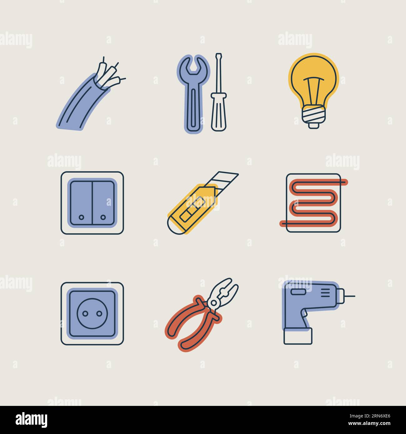 Home repair, electric vector icons set. Graph symbol for your web site ...
