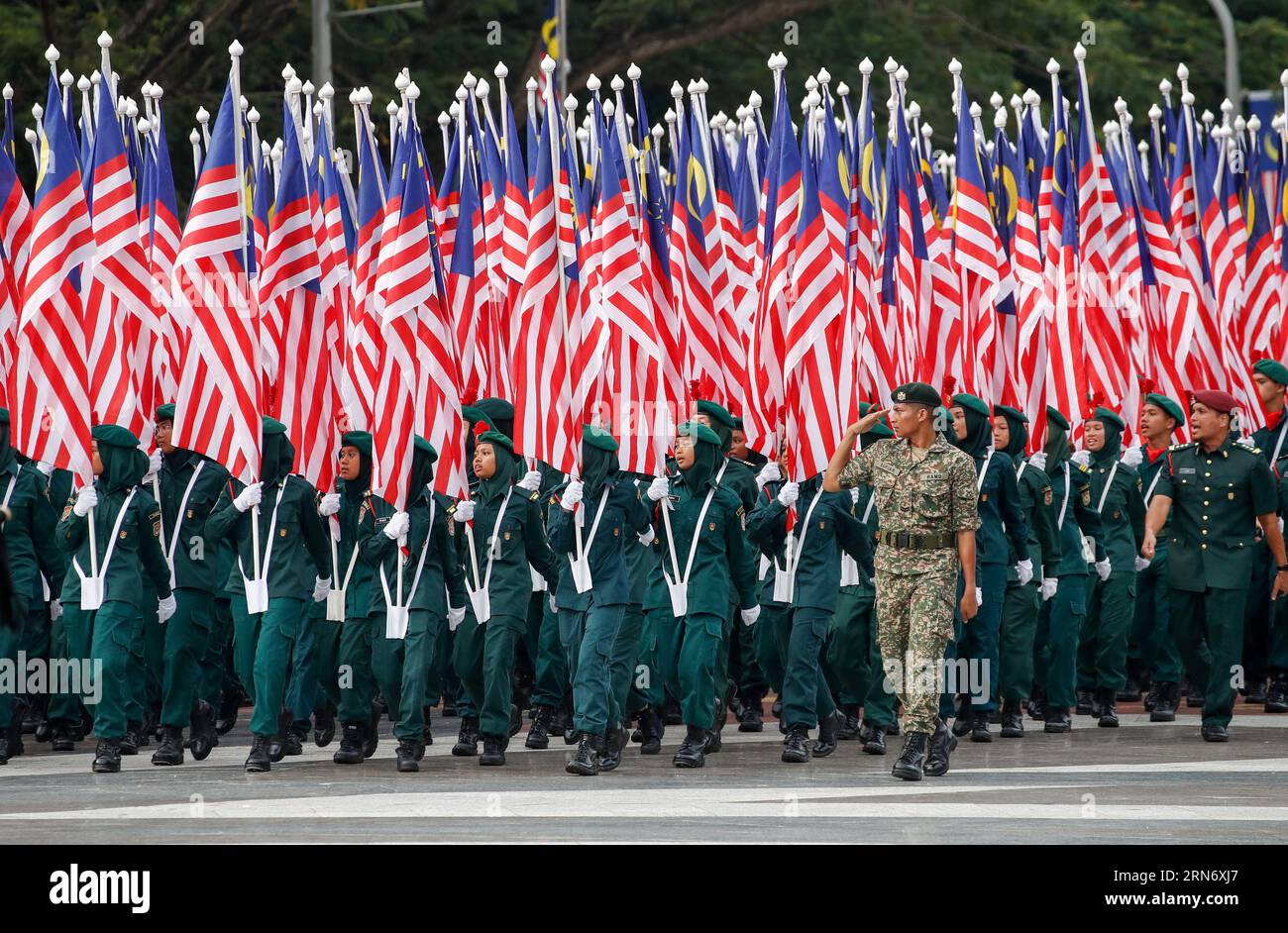 Kuala Lumpur, Malaysia. 31st Aug, 2023. Malaysian students march with ...