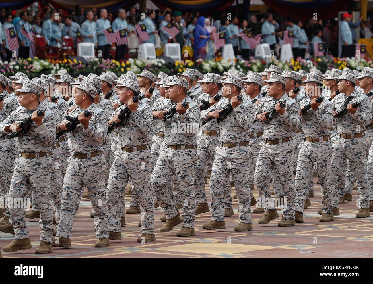 Kuala Lumpur, Malaysia. 31st Aug, 2023. Malaysian Armed Forces personnel take part during the ...