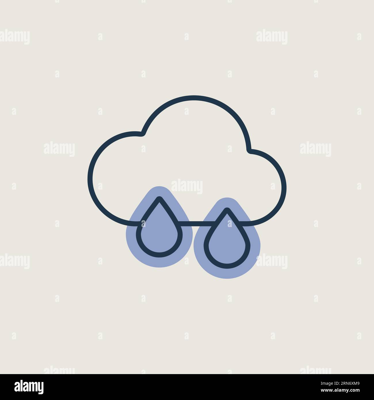 Raincloud with raindrops vector icon. Meteorology sign. Graph symbol ...
