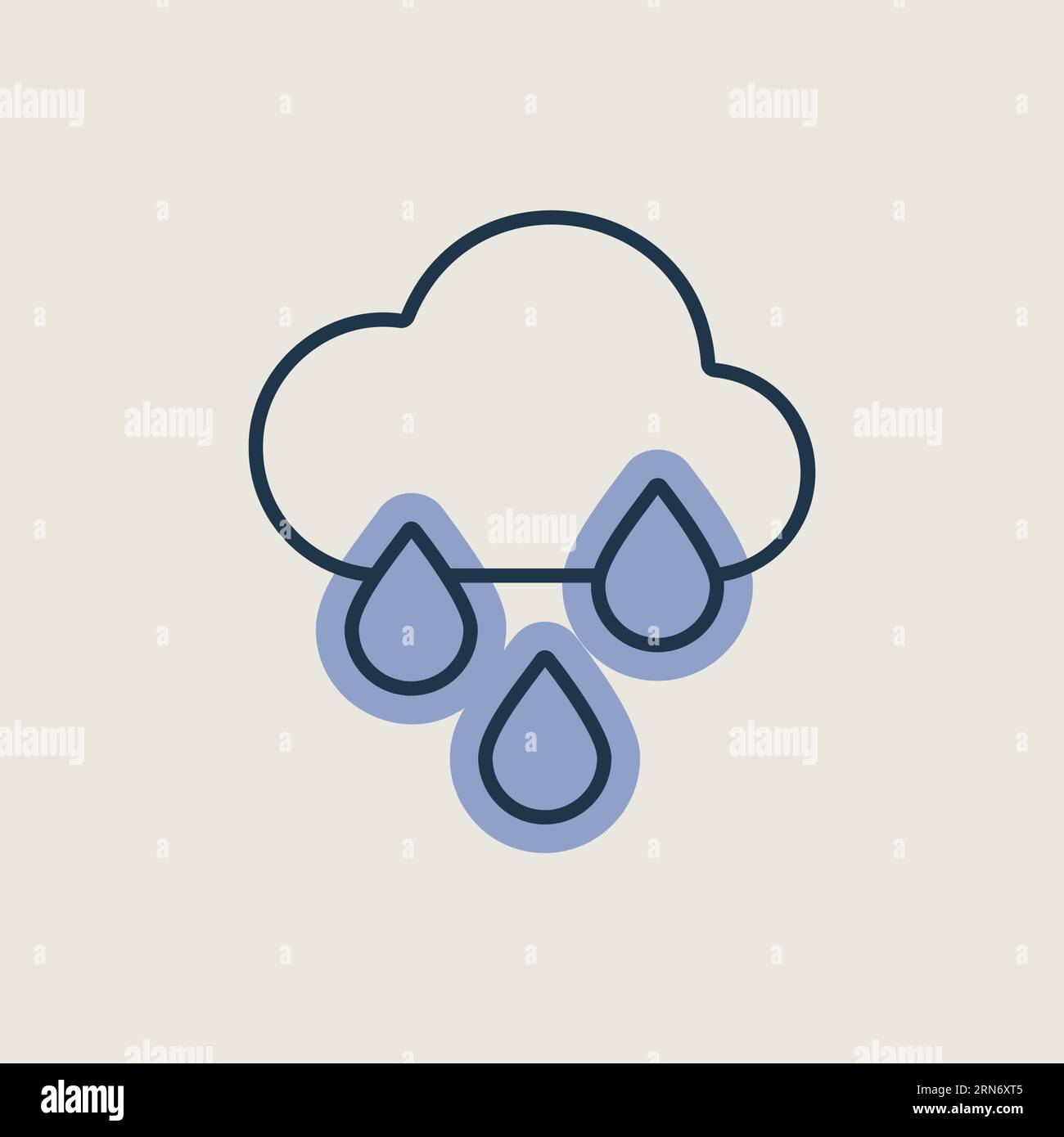 Raincloud with raindrops vector icon. Meteorology sign. Graph symbol ...