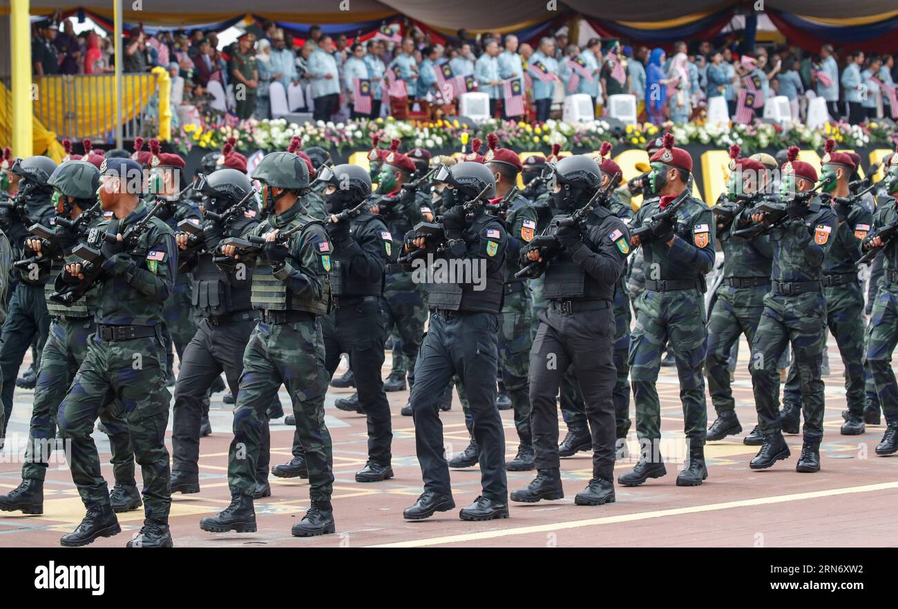 Kuala Lumpur, Malaysia. 31st Aug, 2023. Malaysian Armed Forces personnel take part during the ...