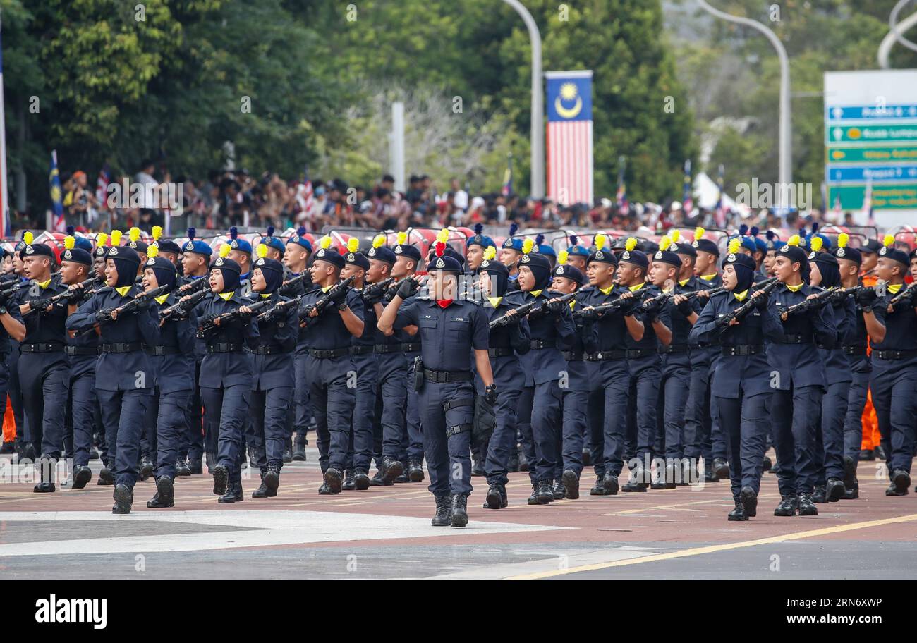 Kuala Lumpur, Malaysia. 31st Aug, 2023. Royal Malaysia Police personnel ...