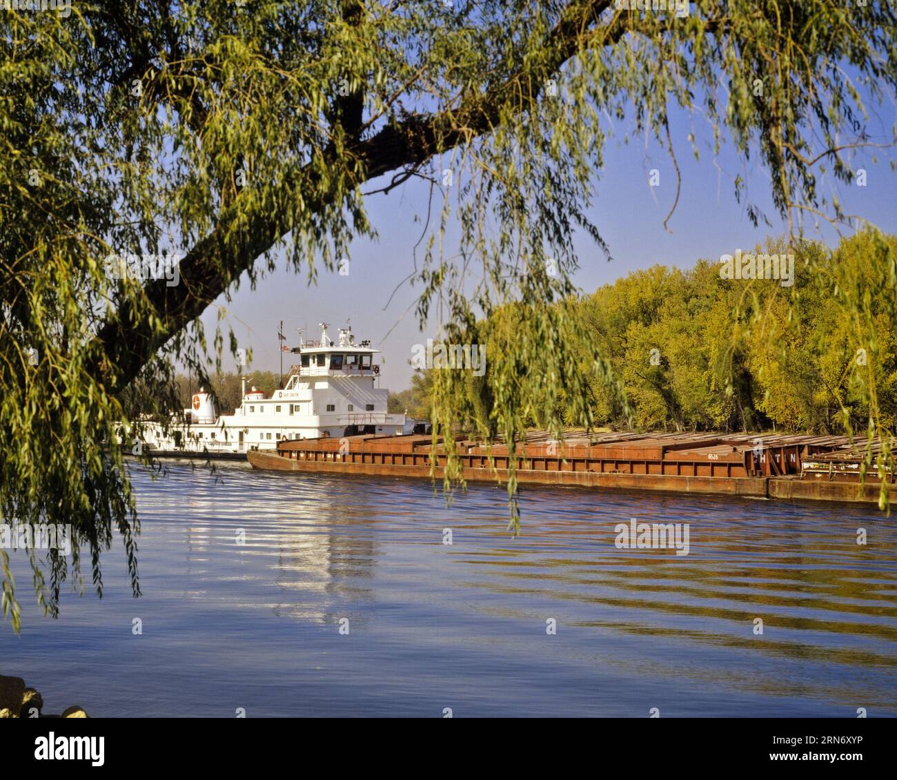 1990s BARGE ON THE MISSISSIPPI RIVER IN RED WING MINNESOTA USA ...