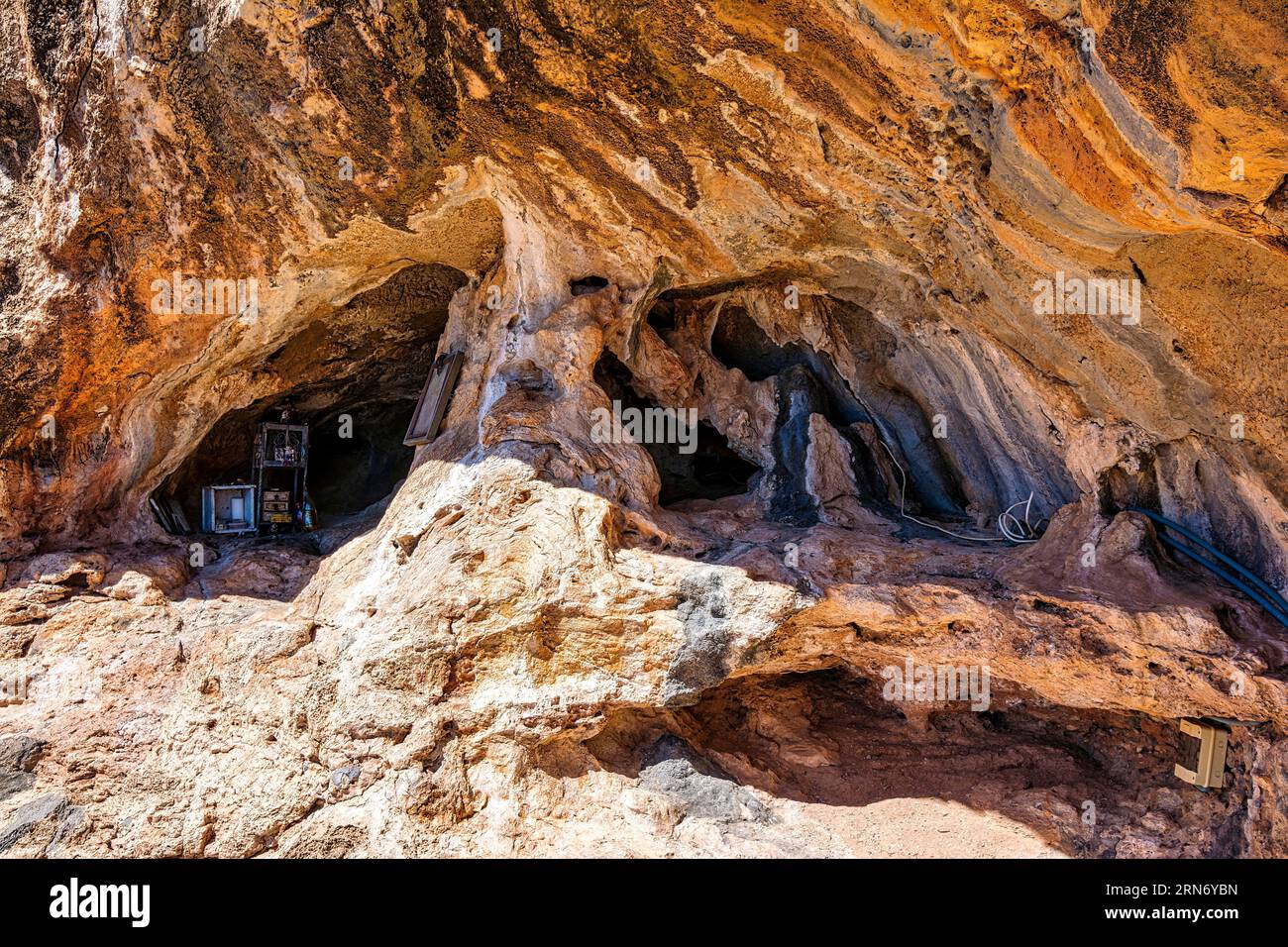 Cave of Saint Joseph Gerontogiannis at Kapsa monastery in the southeast ...