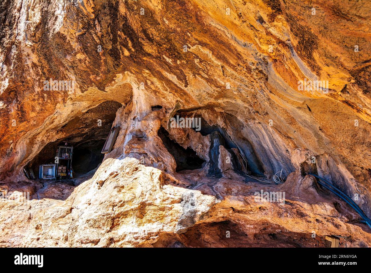 Cave of Saint Joseph Gerontogiannis at Kapsa monastery in the southeast ...
