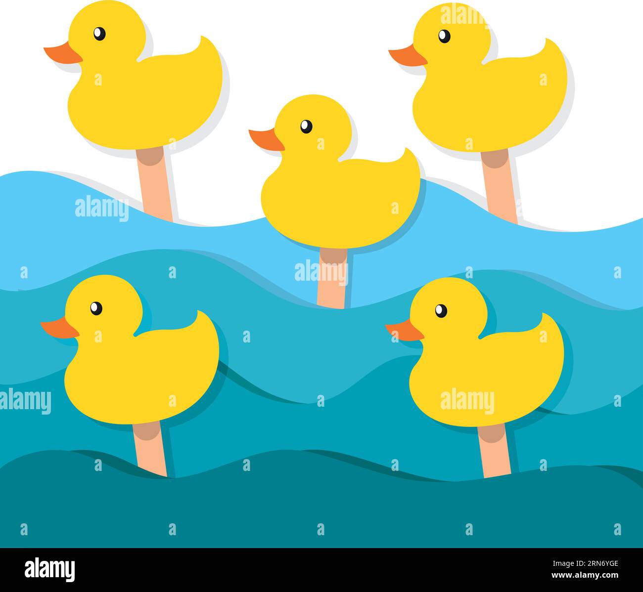 Group of carton ducks to shot Paper art layer background Vector Stock ...