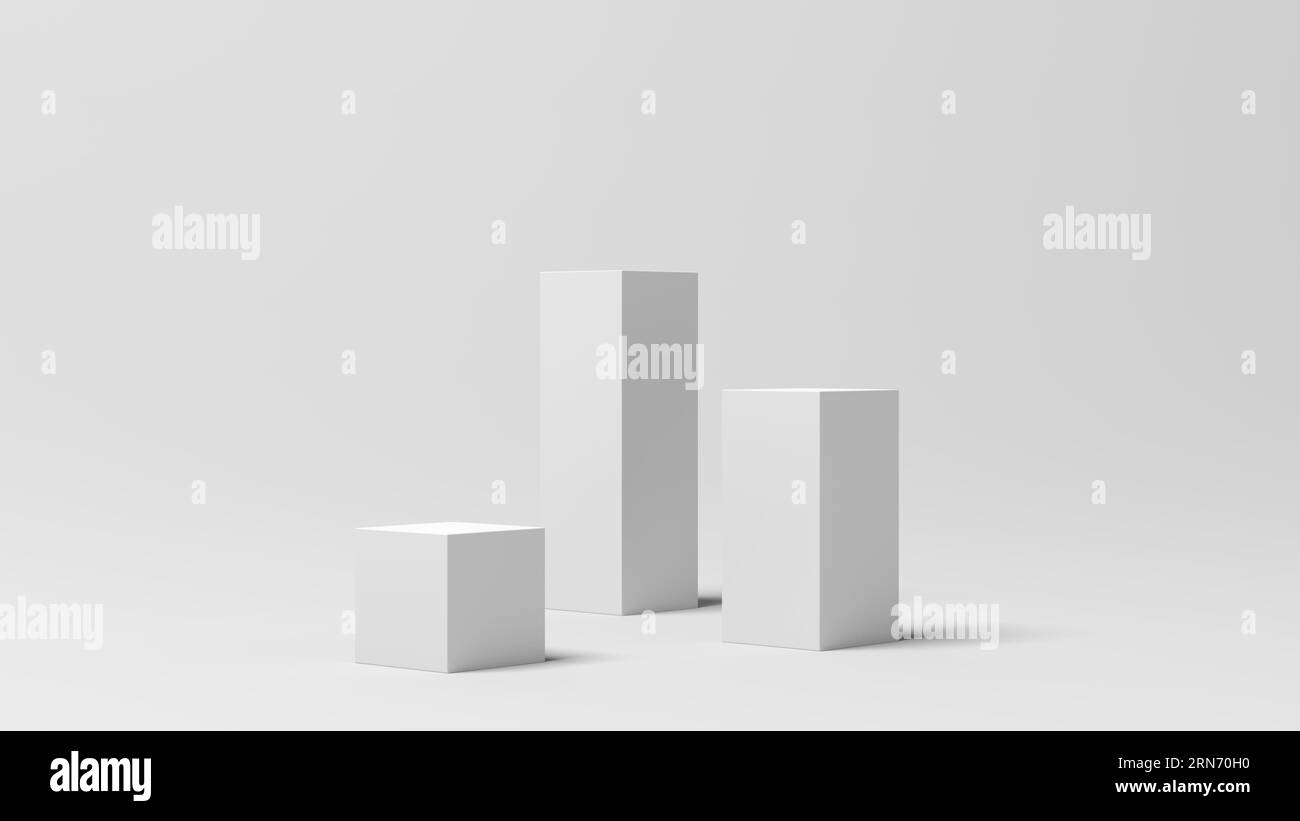 Product display. Display plinths. Stand. White color. 3d illustration ...