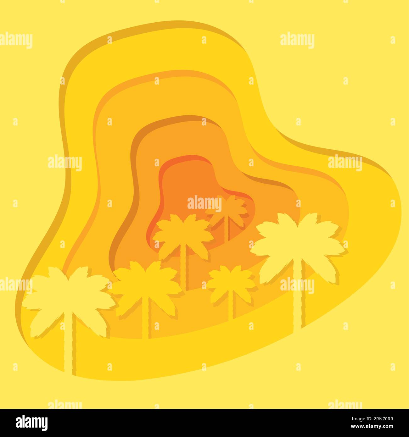 Layered view of a group of palm trees Paper art style Vector Stock ...
