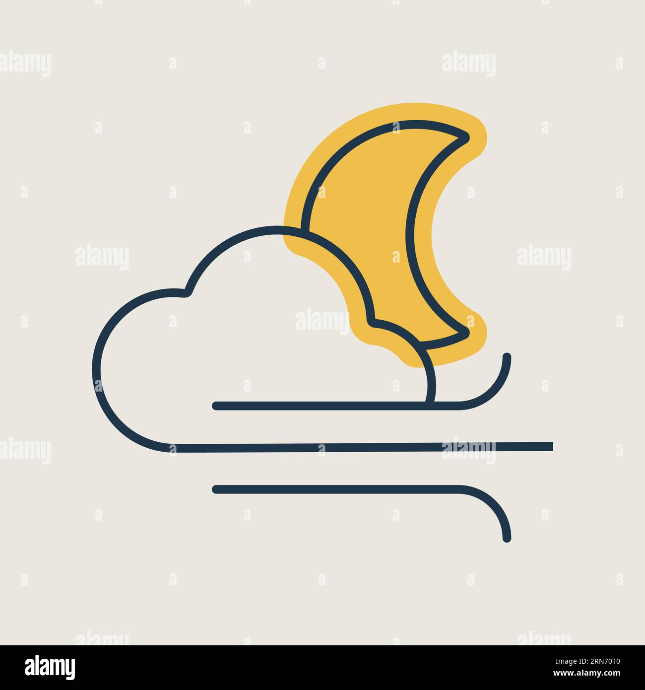 Moon cloudy and wind vector icon. Meteorology sign. Graph symbol for ...