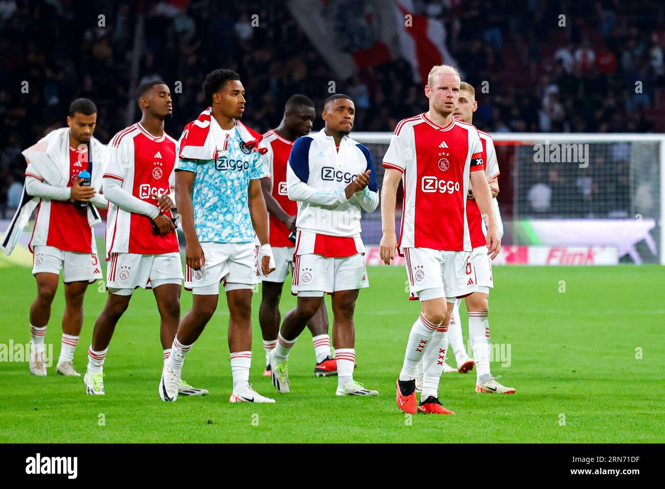 AMSTERDAM, NETHERLANDS - AUGUST 31: Davy Klaassen (AFC AJAX), Steven Bergwijn (AFC AJAX), Jorrel ...