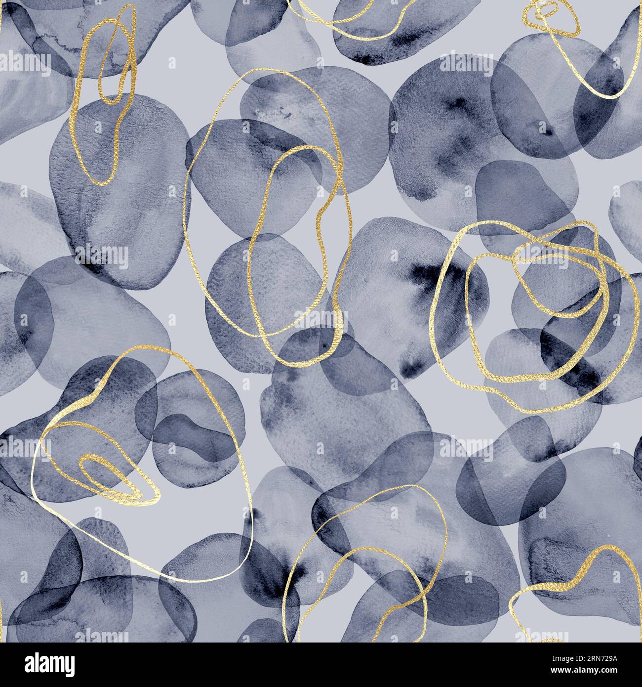 Abstract watercolor stains and forms background. Hand drawn navy blue ...