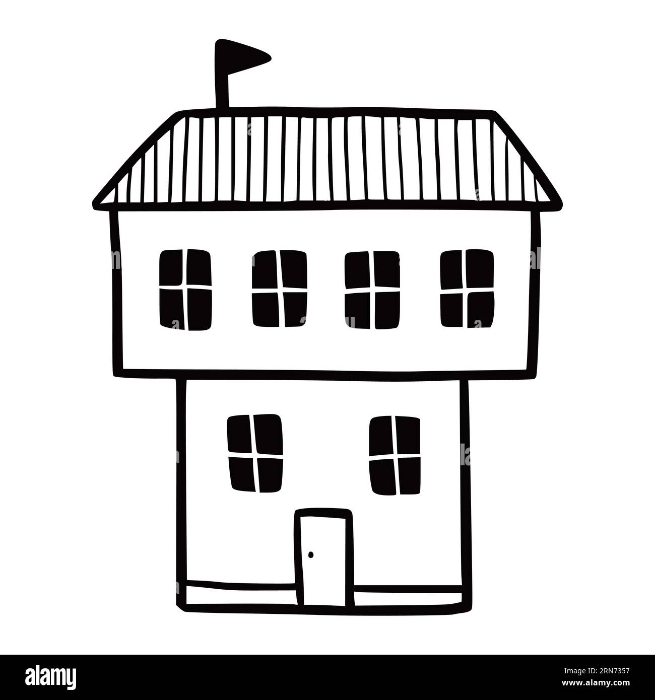 Hand drawn cute house. Doodle sketch style home. House building with ...