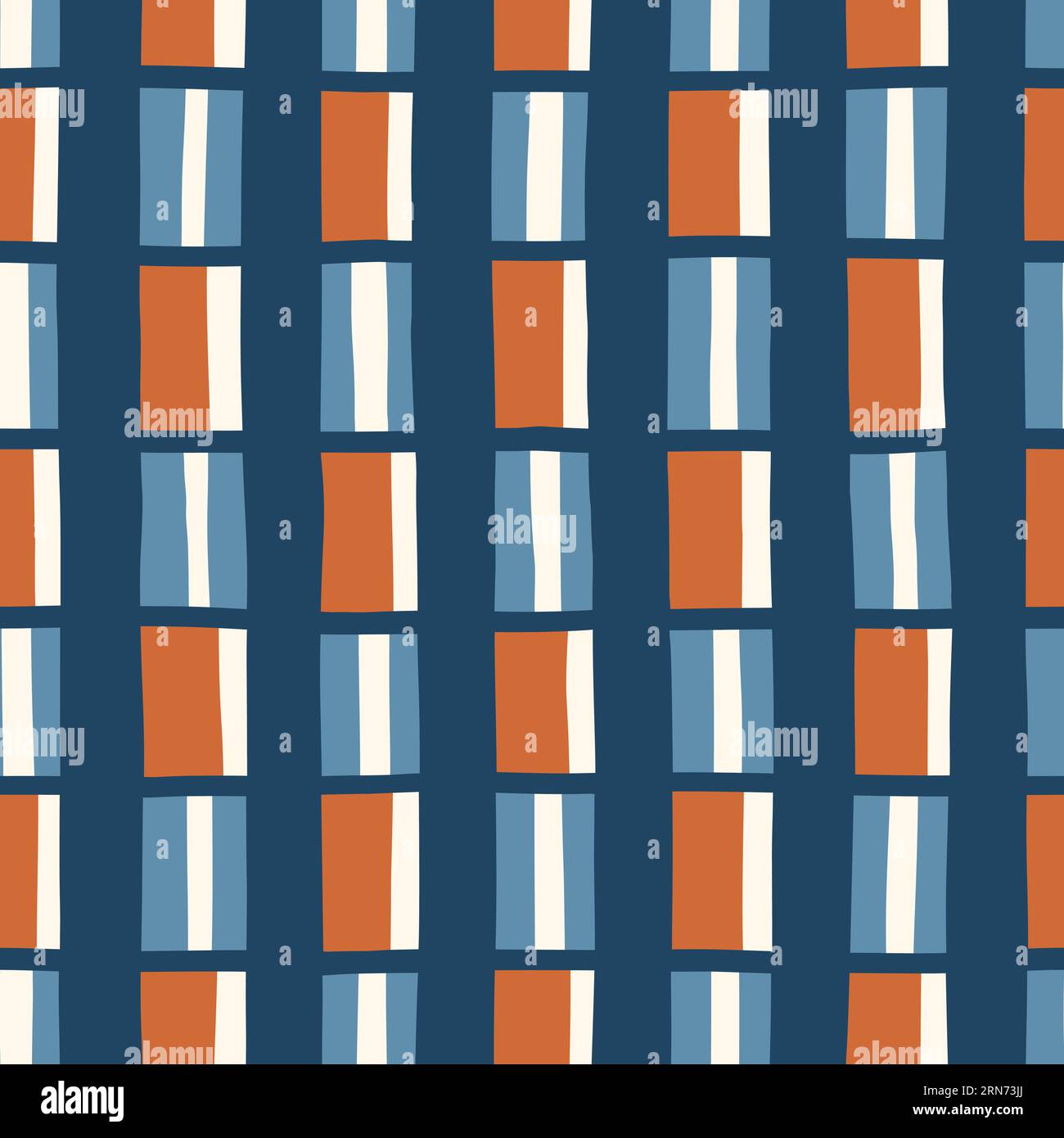 Hand-Drawn Retro Geometric Stripes Vector Seamless Pattern Stock Vector ...