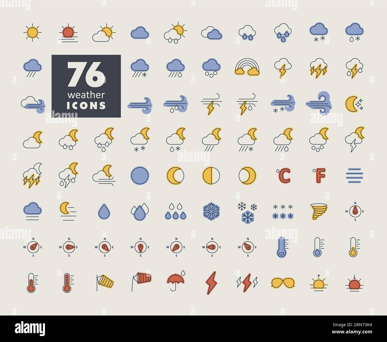 Vector weather forecast icon set. Meteorology sign. Graph symbol for ...