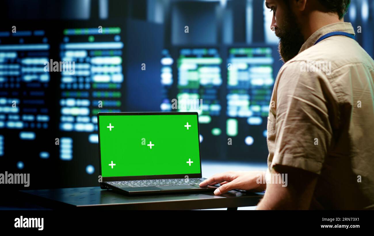 It Developer Auditing Server Clusters Doing Intense Computations Programmer Using Mock Up