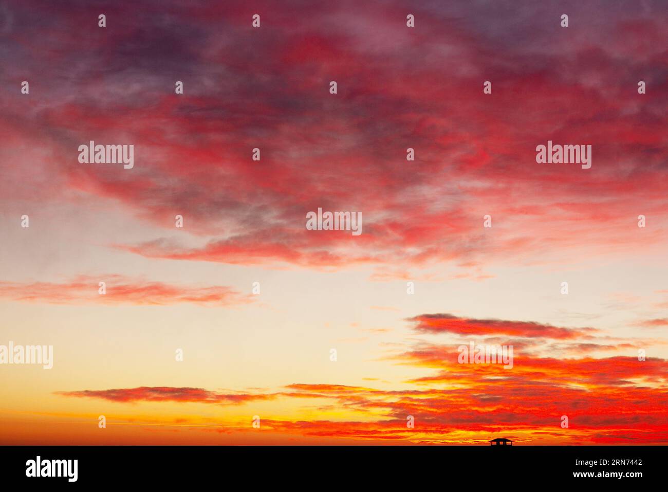 Textured background of beautiful sunset. Amazing red and yellow sunset ...