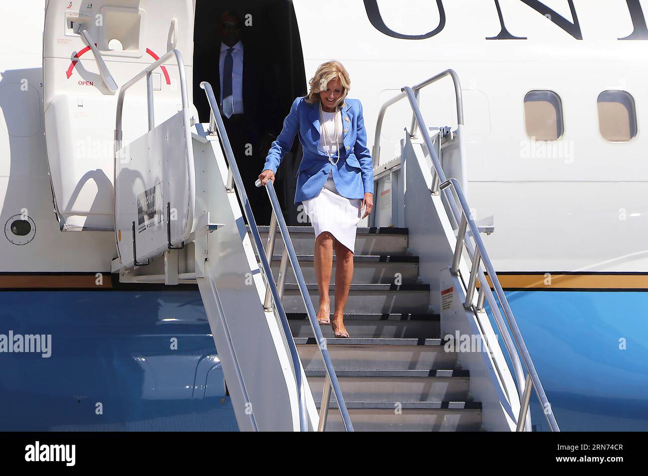 First lady Jill Biden arrives at Dane County Regional Airport in ...