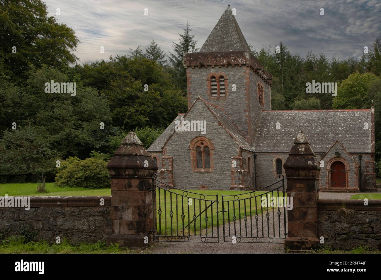 Old ancient remote church building in the wilds of Scotland with a ...