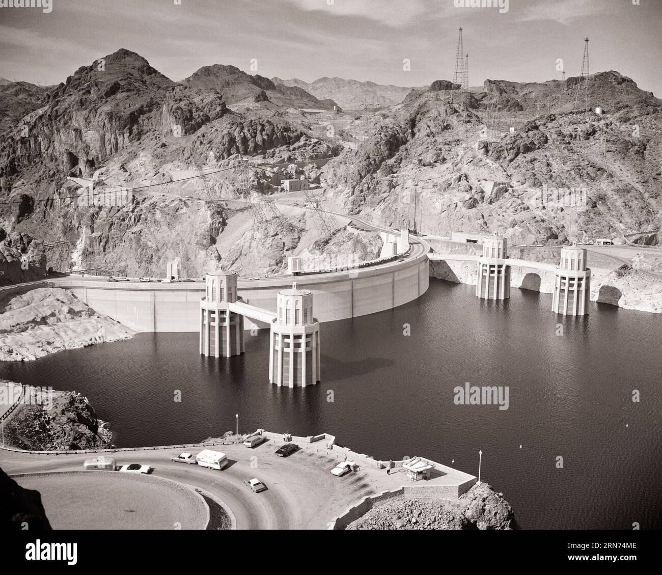 1970s HOOVER DAM A CONCRETE ARCH-GRAVITY STRUCTURE FROM ARIZONA SIDE ...
