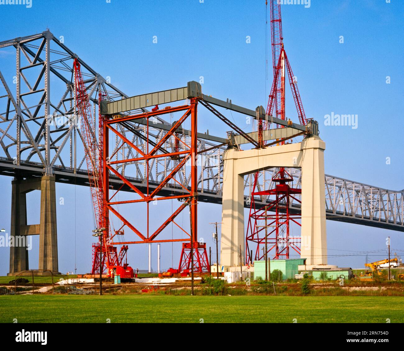 1980s CONSTRUCTION OF THE CRESCENT CITY CONNECTION BRIDGE TWIN ...