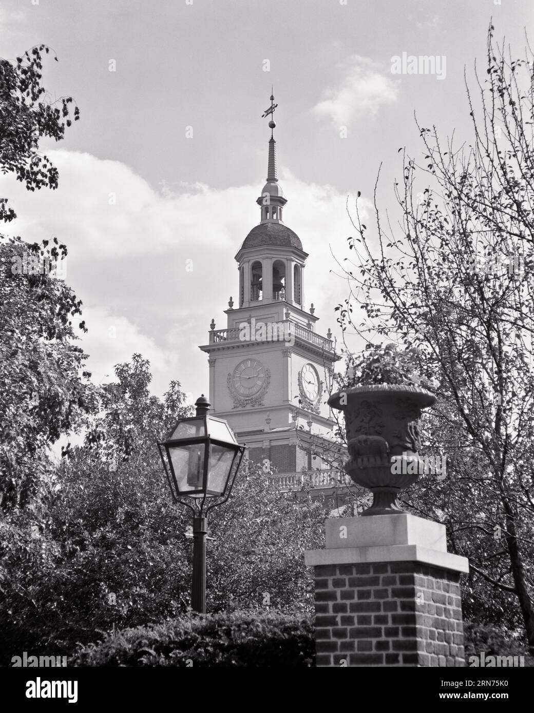 1970s THE CLOCK AND BELL TOWER ATOP THE SPIRE OF INDEPENDENCE HALL ...