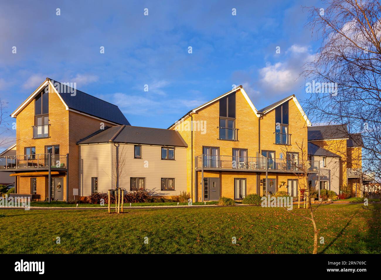 A new housing estate on a very early December morning. The sun’s ...