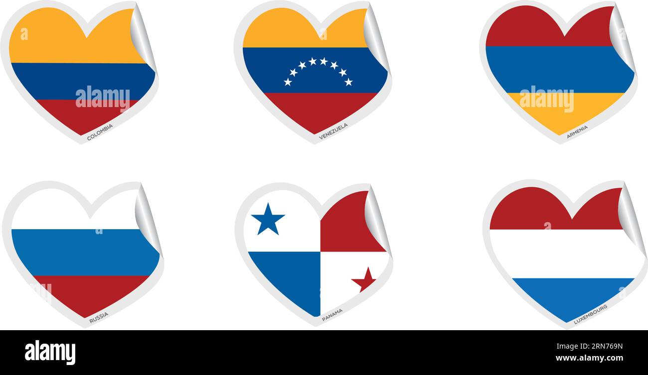 Set of heart shapes with different flags Vector Stock Vector Image ...