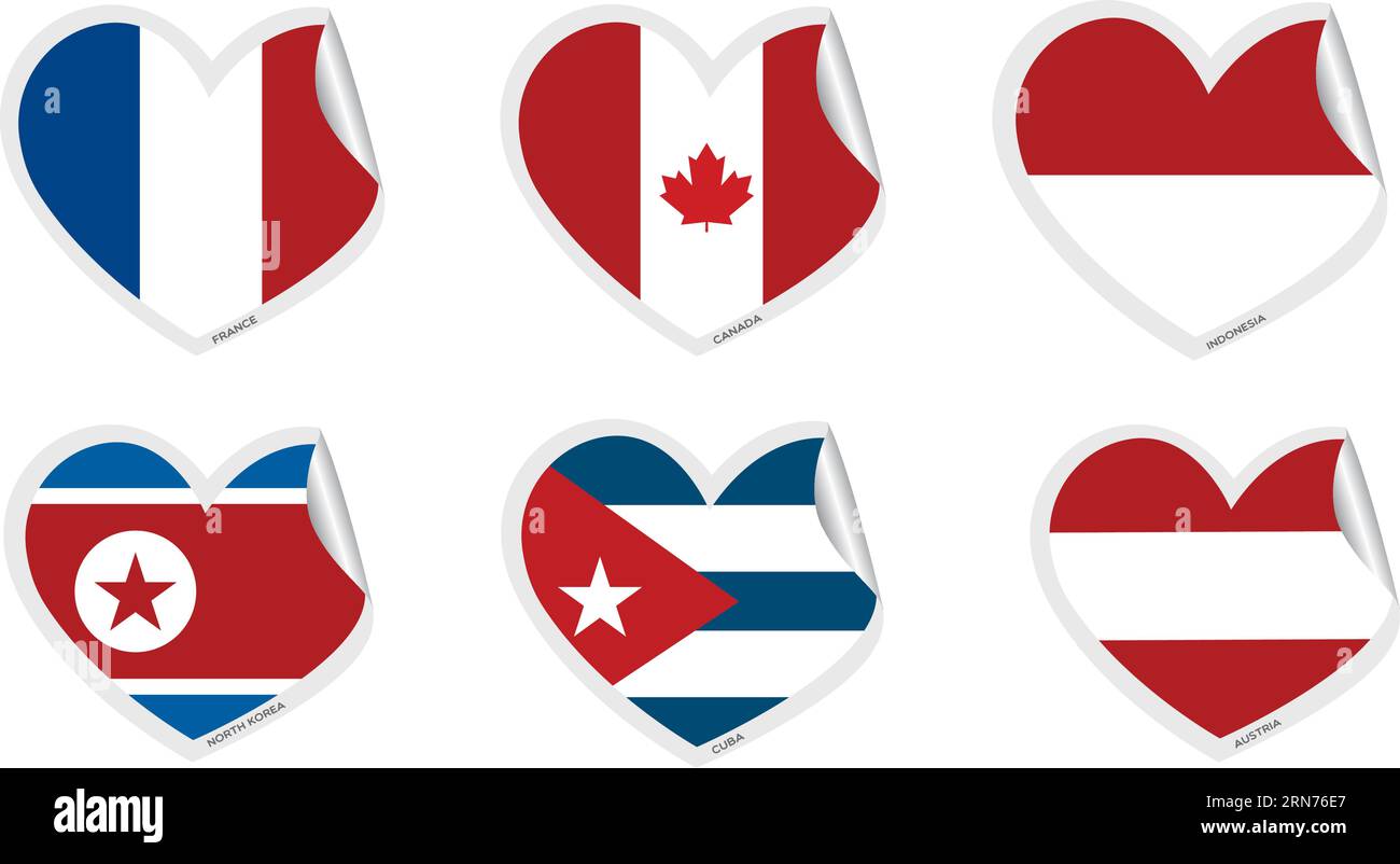 Set of heart shapes with different flags Vector Stock Vector Image ...