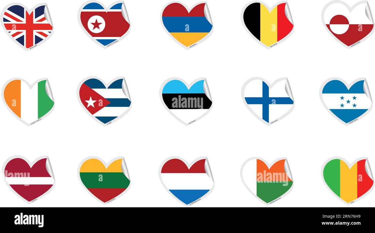 Set of heart shapes with different flags Vector Stock Vector Image ...