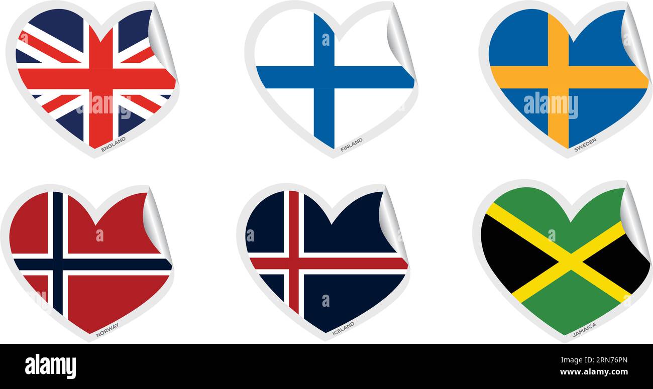 Set of heart shapes with different flags Vector Stock Vector Image ...