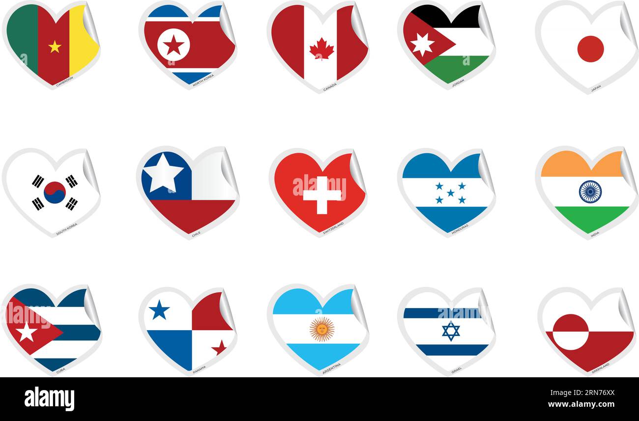 Set of heart shapes with different flags Vector Stock Vector Image ...