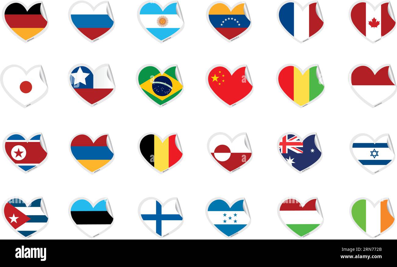 Set of heart shapes with different flags Vector Stock Vector Image ...
