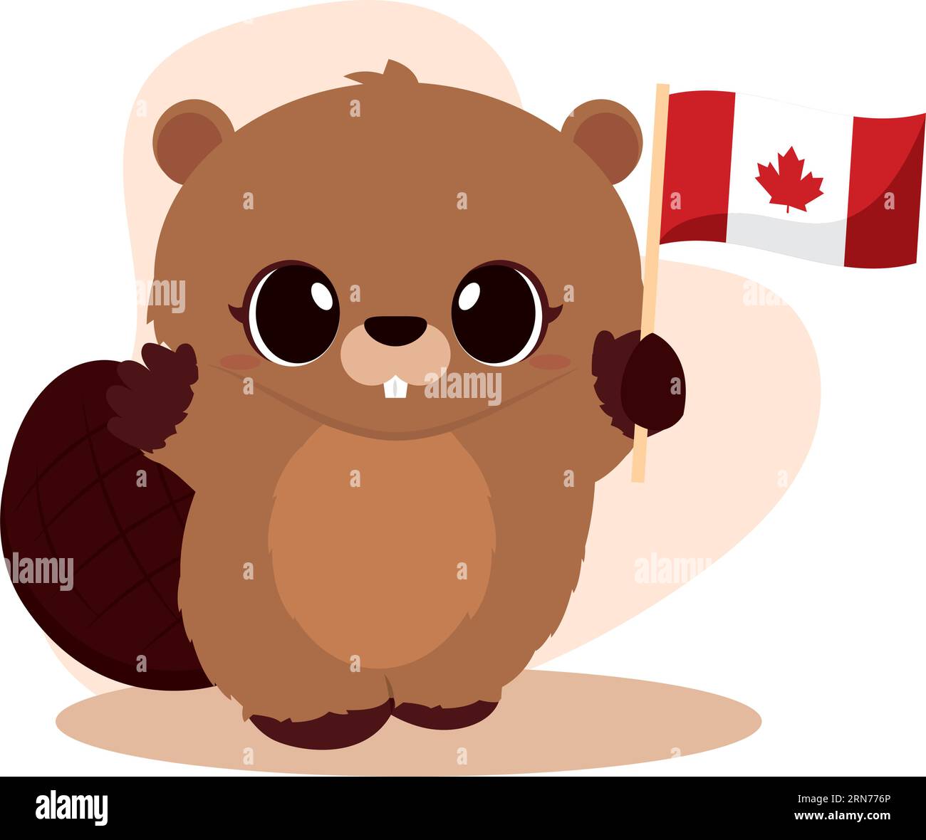 Cute beaver cartoon with the flag of Canada Vector Stock Vector Image ...