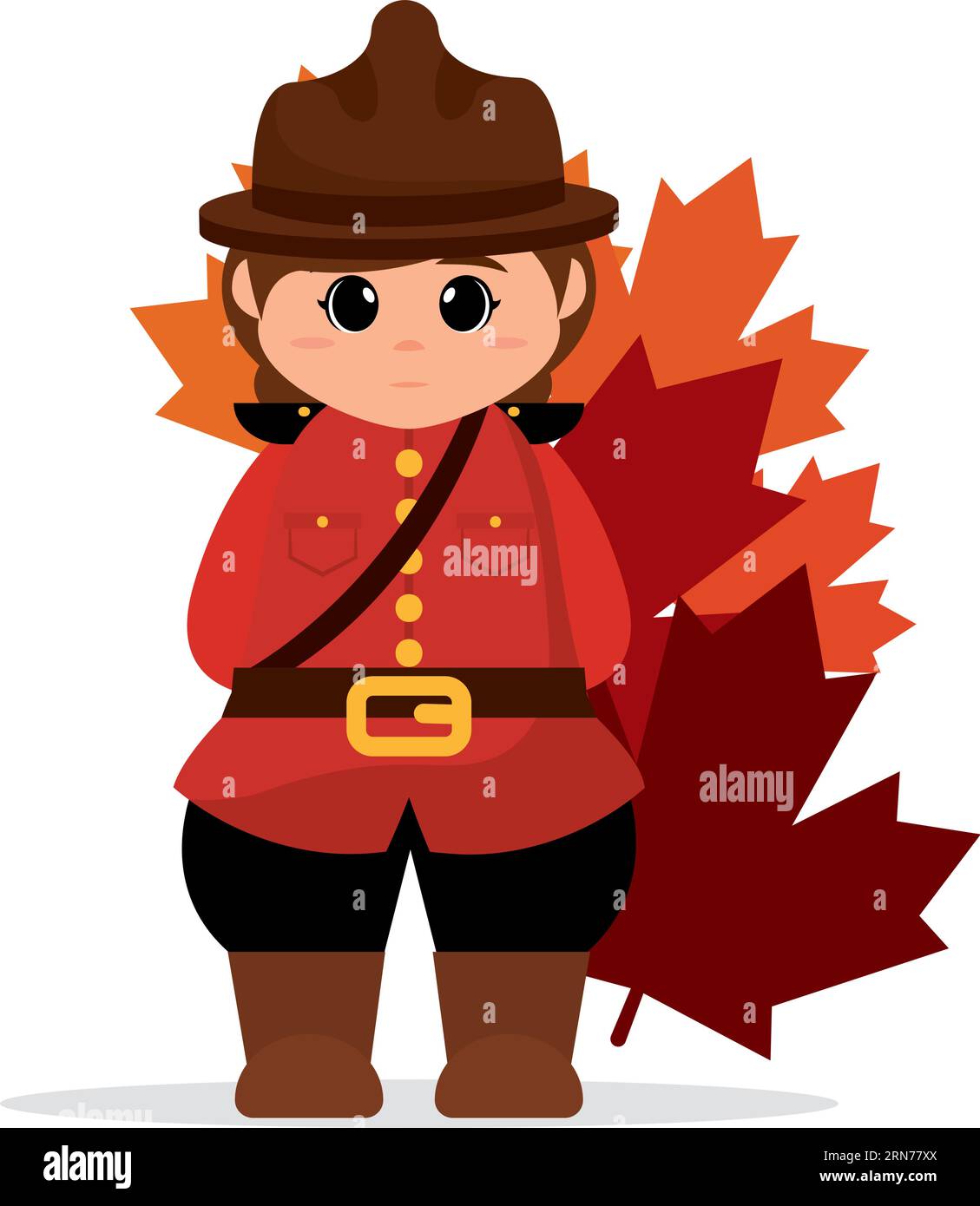 Cute female forest ranger cartoon with leaves Vector Stock Vector Image ...