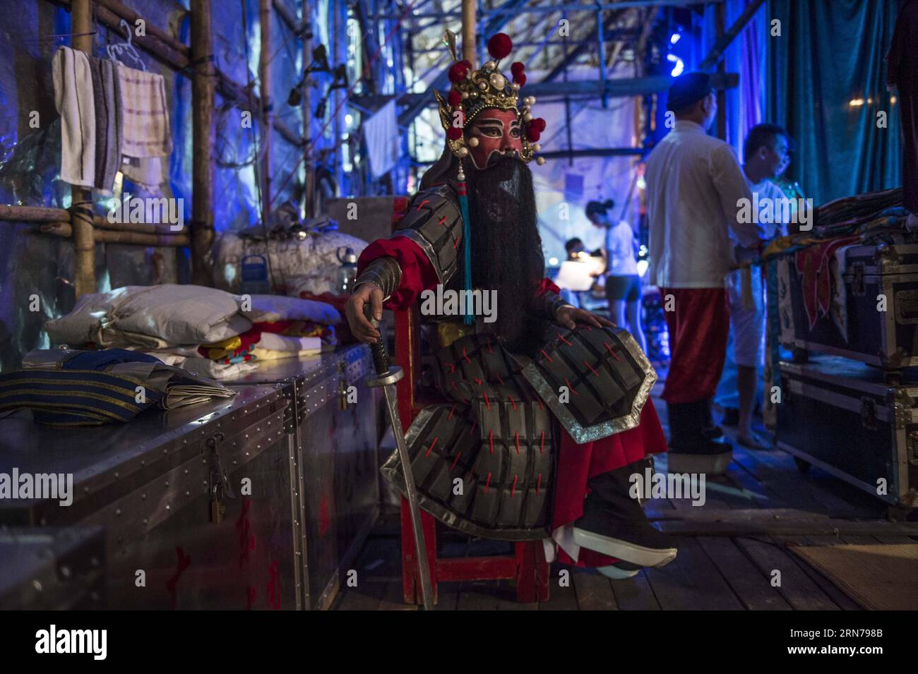 (150827) -- Hong Kong, Aug. 27, 2015 -- An actor prepares before ...
