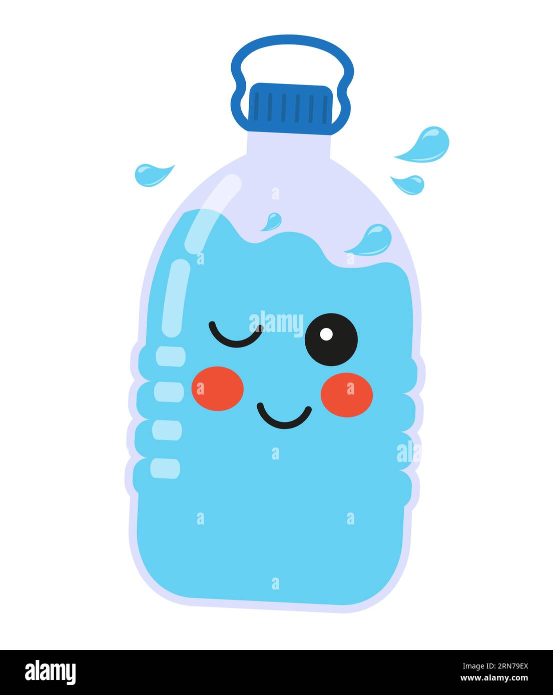 Big Bottle Of Water With Cute Eyes. Vector Illustration In Flat Style ...