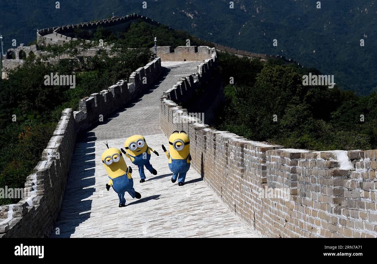Minions walk on the Great Wall in Beijing, capital of China, Aug. 29 ...