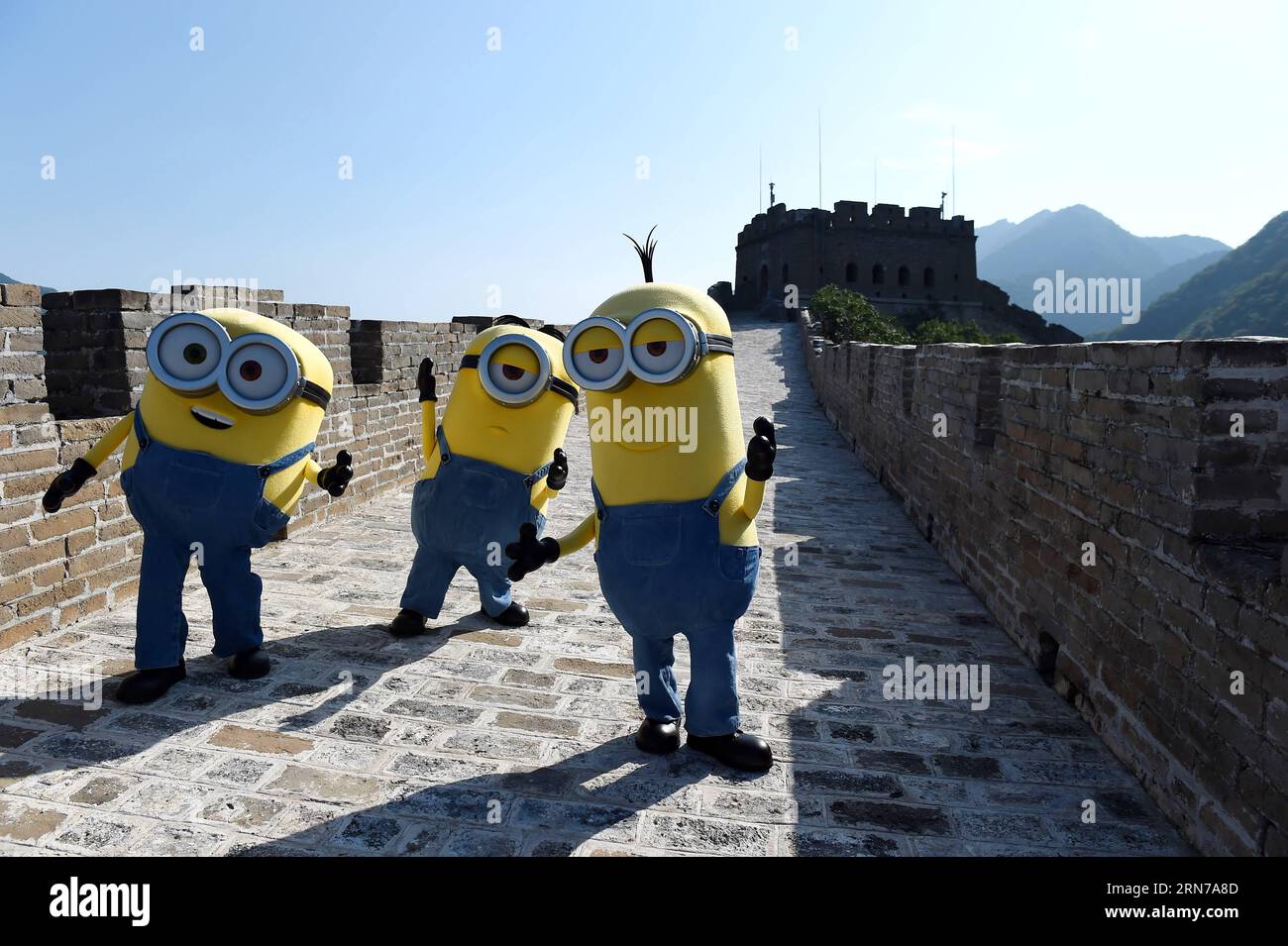 Minions walk on the Great Wall in Beijing, capital of China, Aug. 29 ...