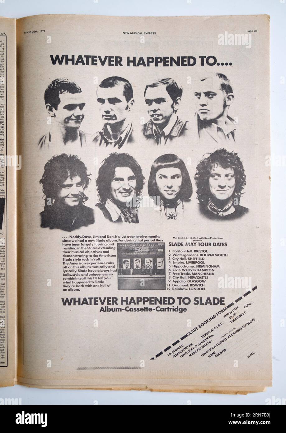 1970s advert for 'Whatever Happened to' album by Slade in the NME music ...