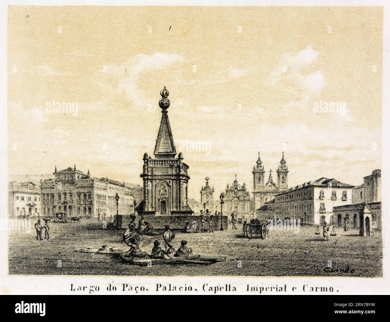 Largo do Paço, Palacio, Capella Imperial e Carmo 1860 by Karl Linde ...