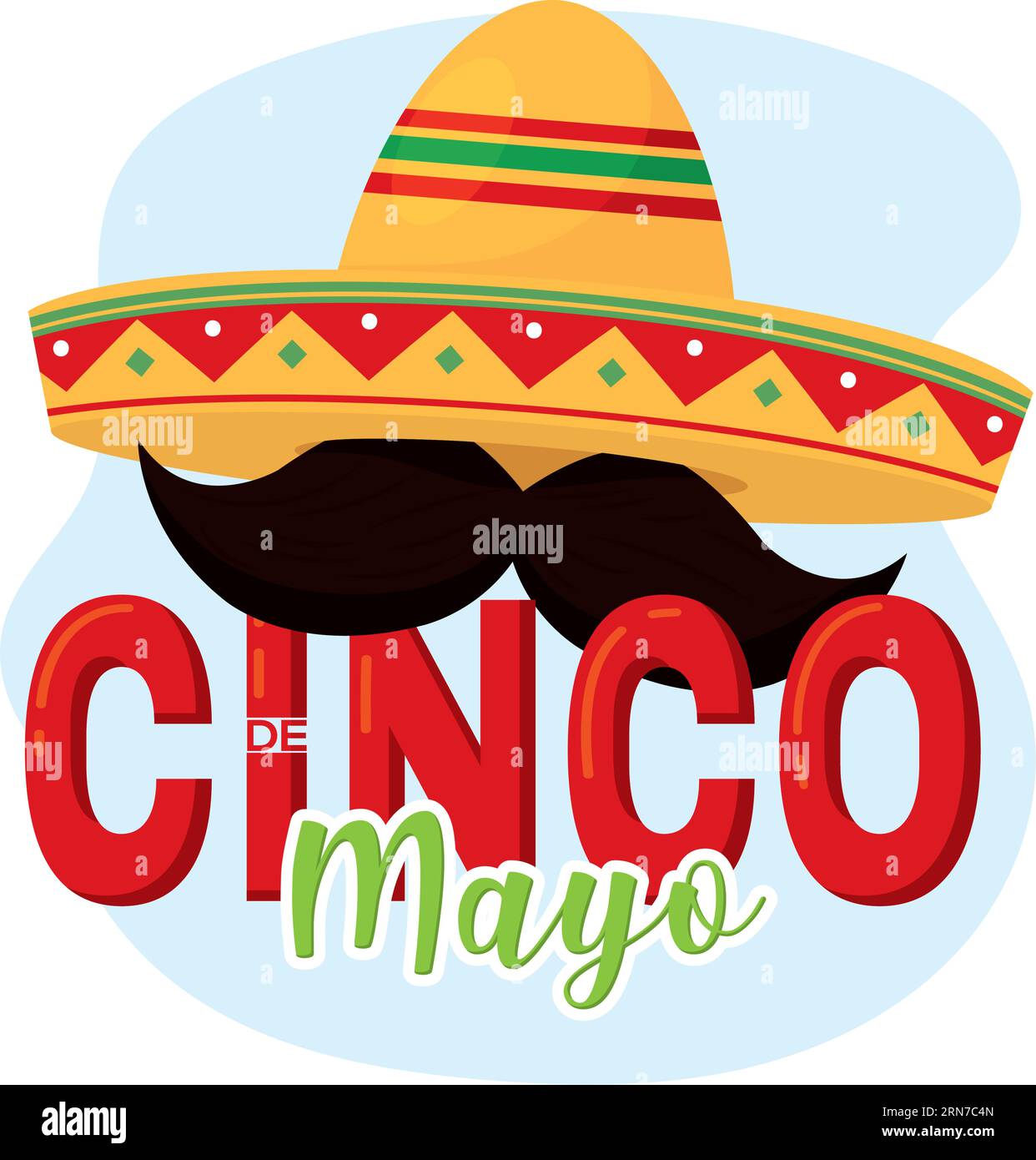 Cinco de mayo lettering with traditional hat and mustsache Vector Stock ...