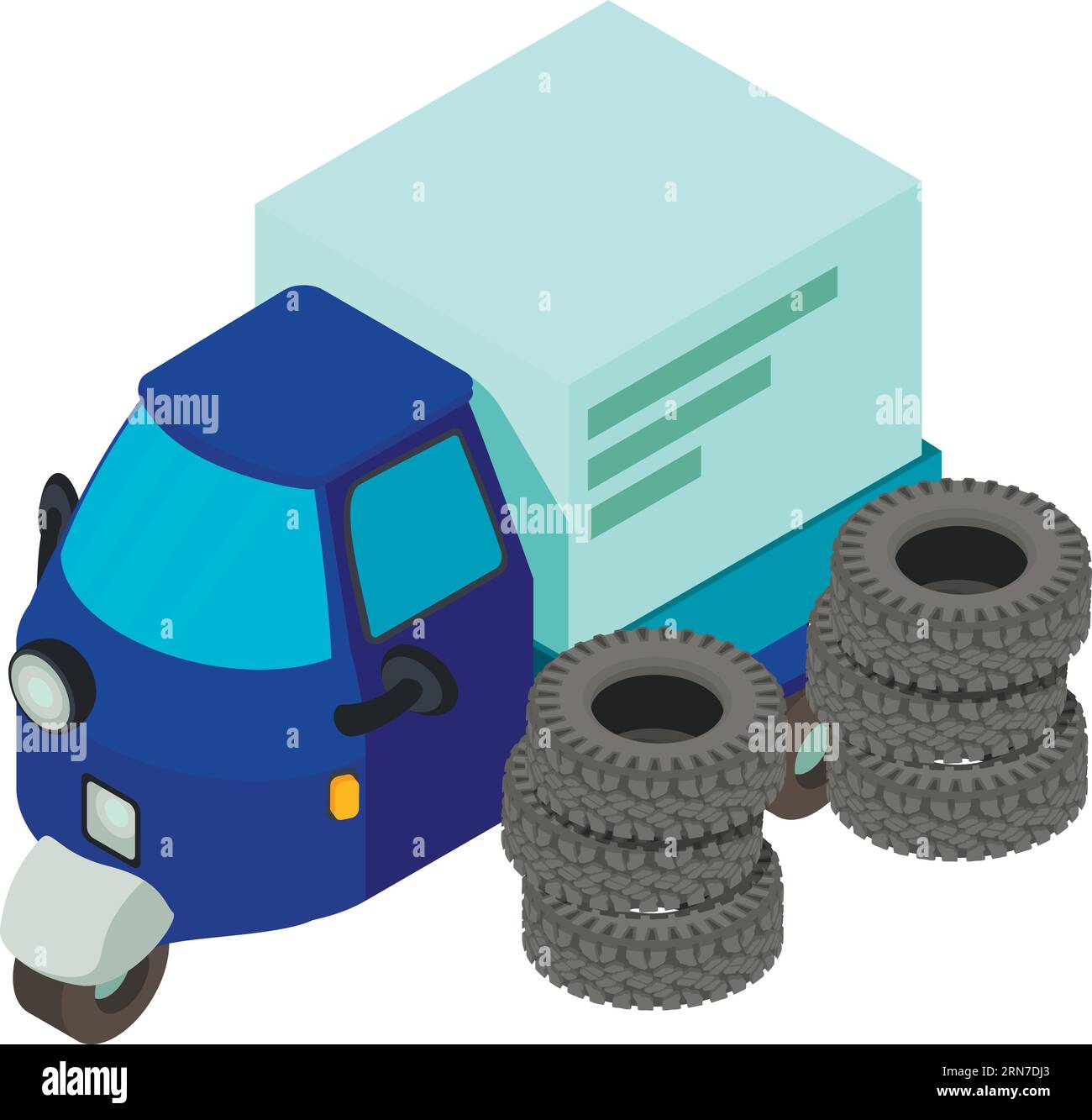 Car repair icon isometric vector. Automobile tire near three wheeled ...