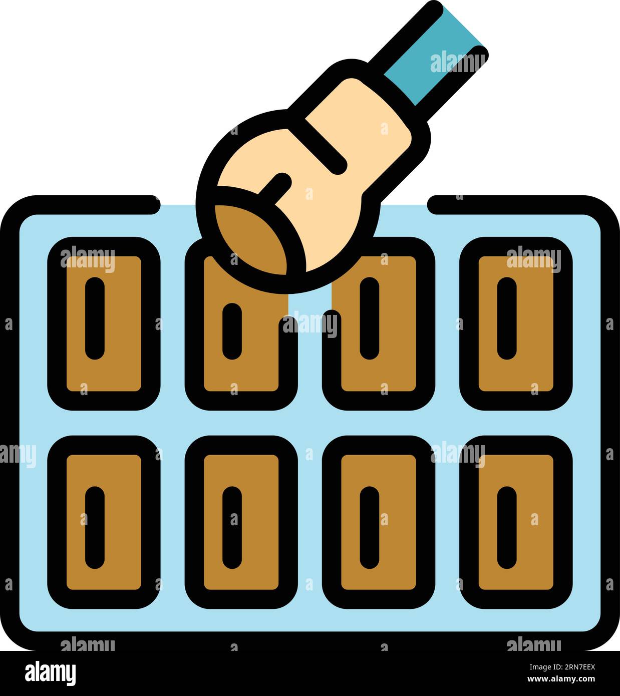 Cheek cosmetic icon outline vector. Makeup tool. Blush shadow color ...