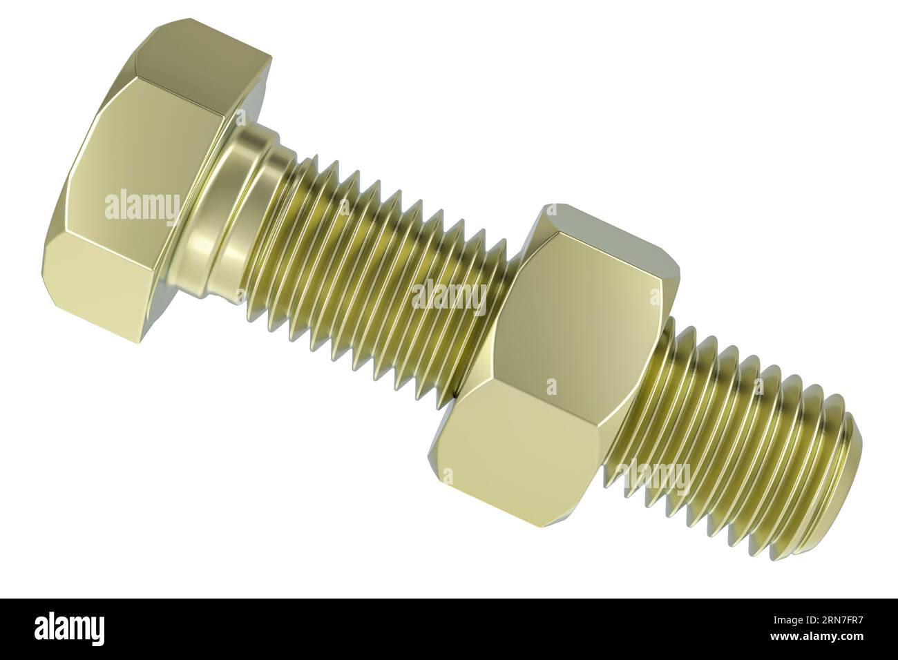 Bolt with nut, 3D rendering isolated on white background Stock Photo ...